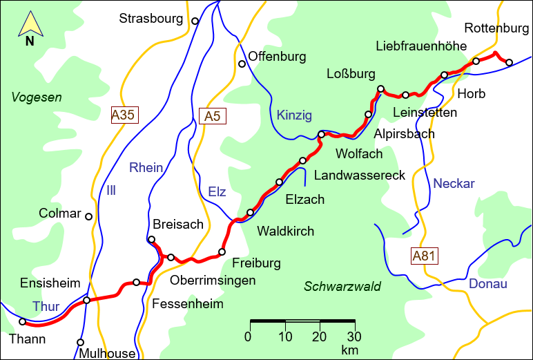 Jakobsweg von Rottenburg am Neckar bis Thann im Elsass